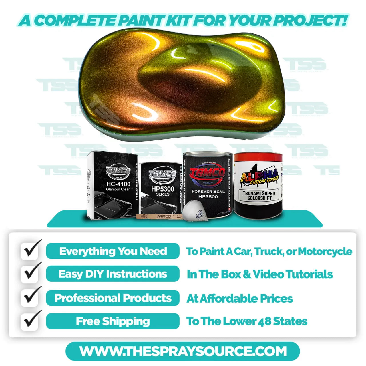 Tsunami Super Colorshift Pre-Sprayed Speedshape Paint Sample (Black Gr ...